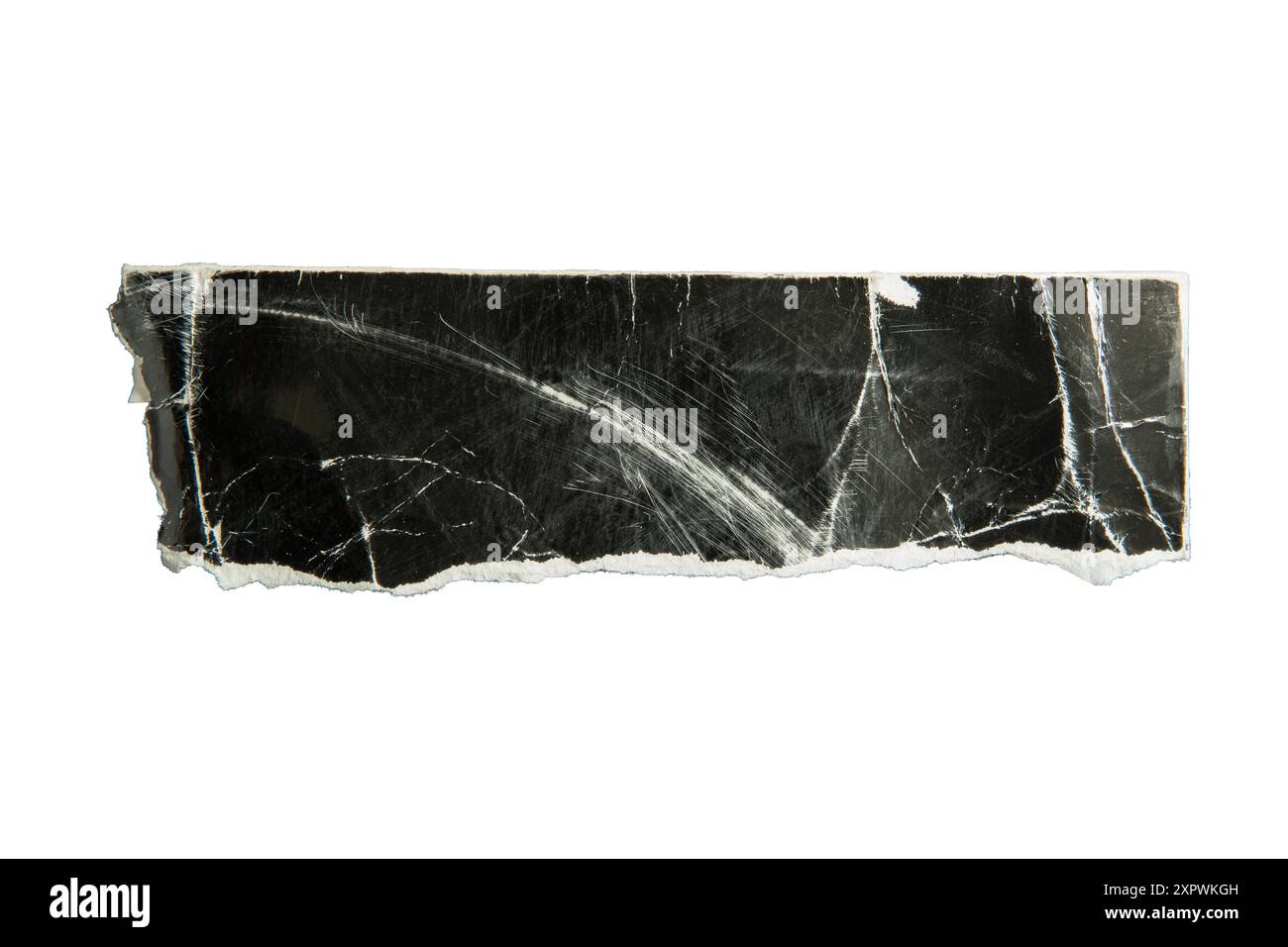 Torn distressed black paper banner on white background with clipping ...