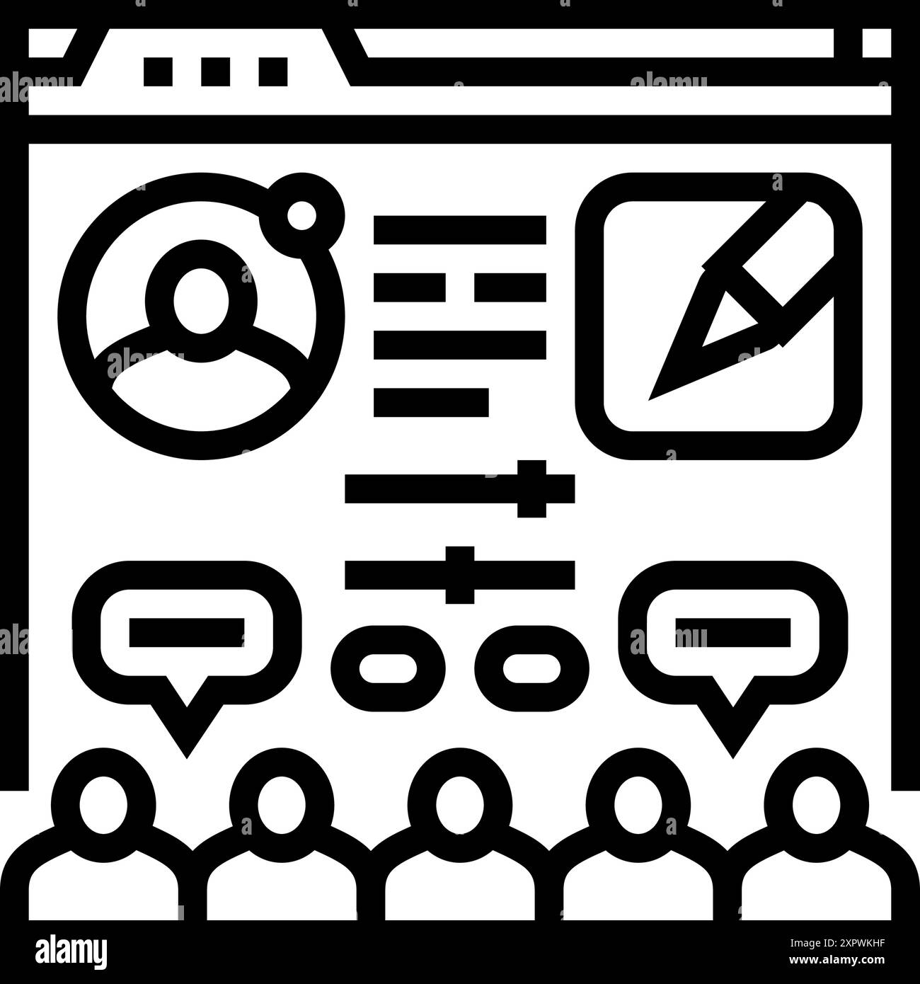 moderator control virtual conference line icon vector illustration ...