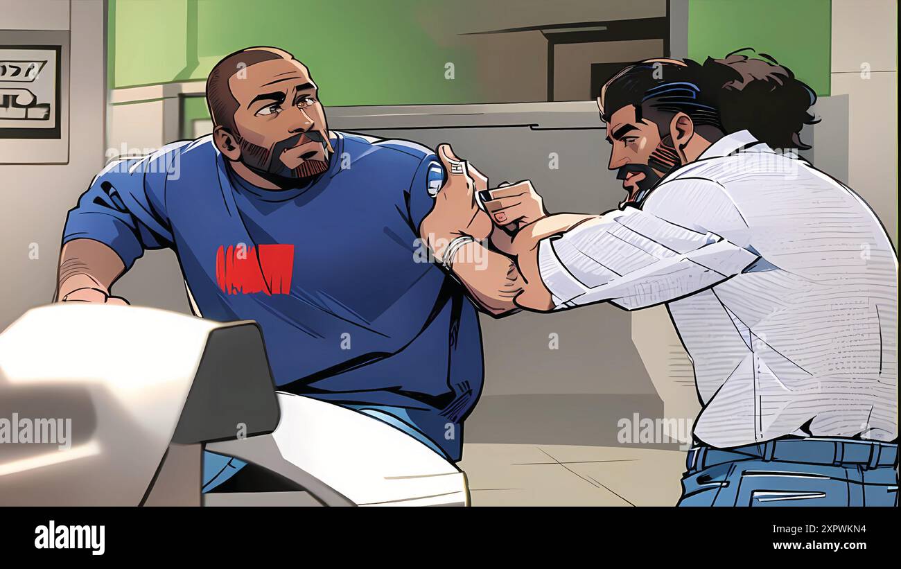 Comic book illustrated bully character terrorizing a young man Stock ...