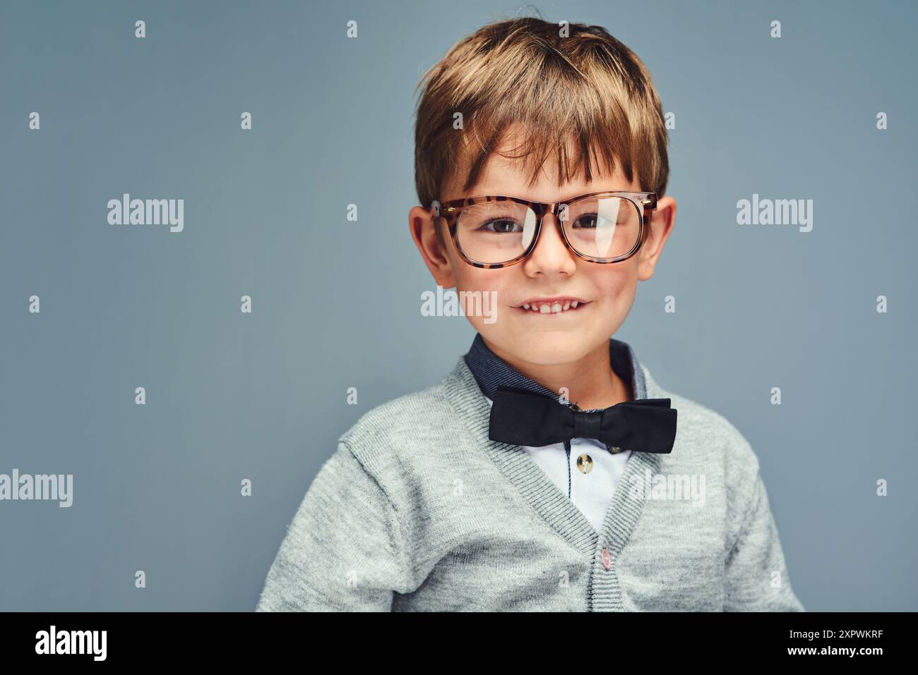 Child, boy and portrait with glasses in fashion with intelligence ...