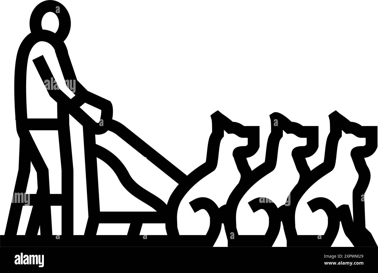 sled dog racing winter sport line icon vector illustration Stock Vector ...