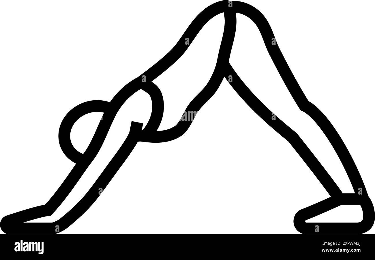 downward facing dog adho mukha svanasana line icon vector illustration ...