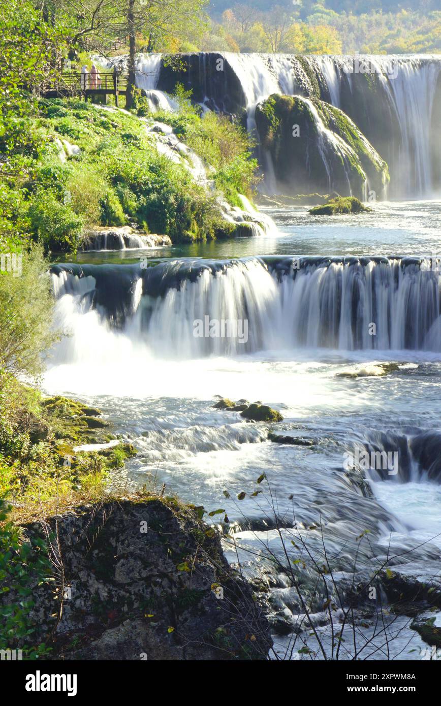 Landscape with waterfall Štrbački buk, located on the Una River. The ...