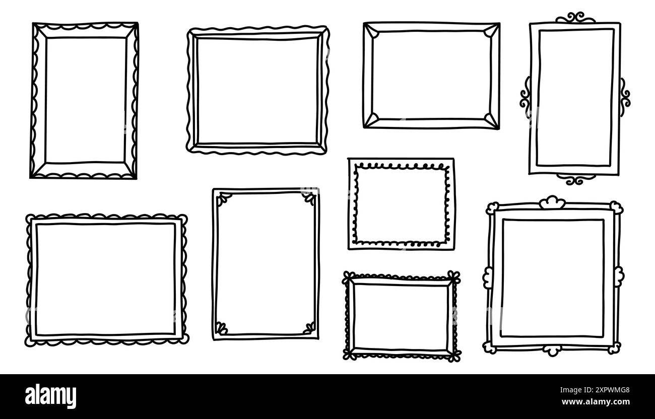 Hand drawn frames. Handdrawn scribble simple box. Vector empty drawing borders Stock Vector ...