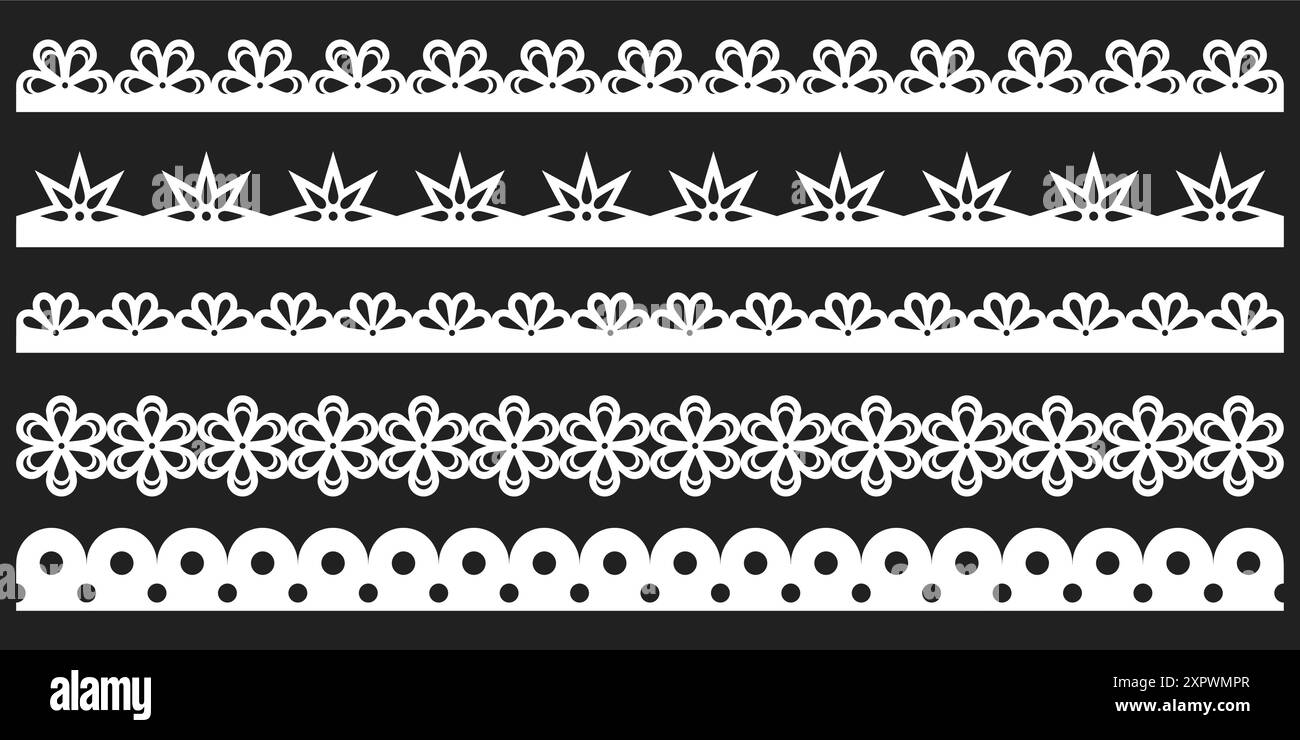 Scalloped ornament border Black and White Stock Photos & Images - Alamy