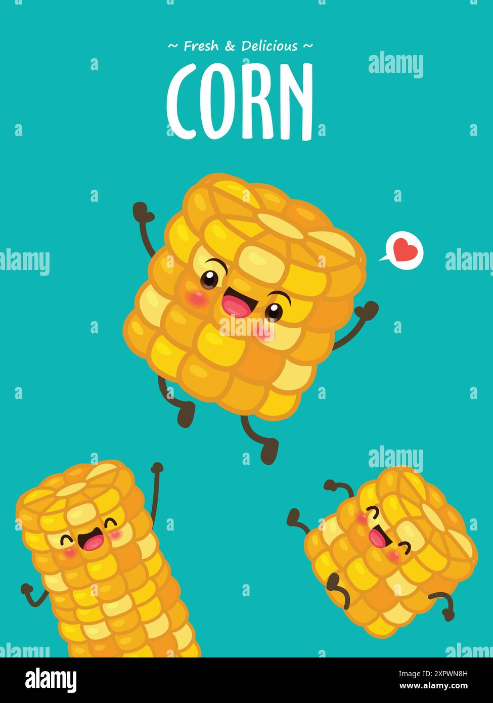 Vintage food poster design with corn character Stock Vector Image & Art ...