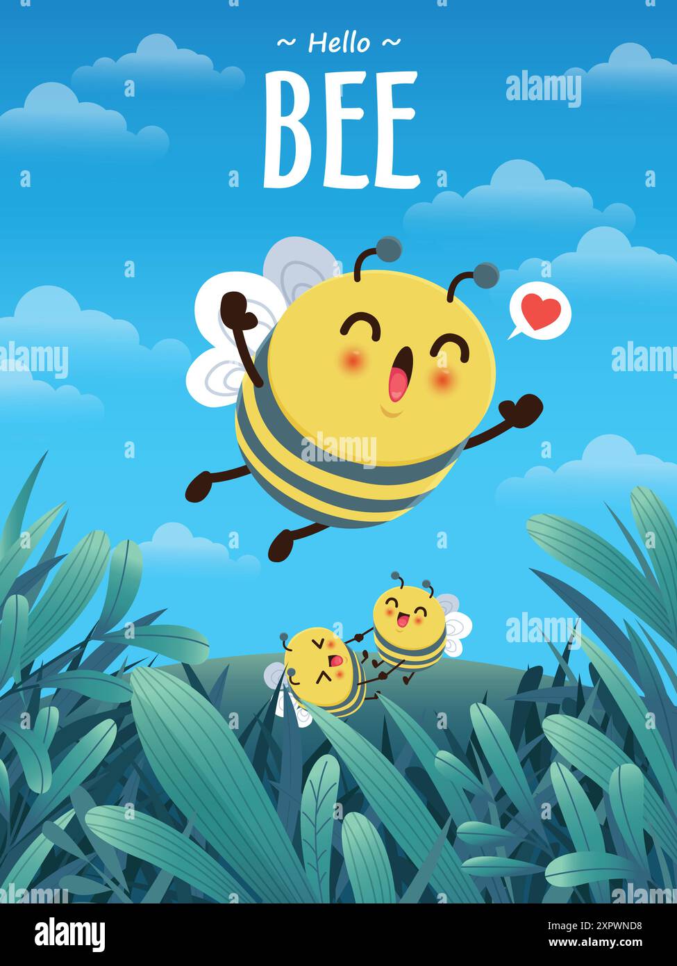 Vintage greeting banner design template with bee Stock Vector Image ...