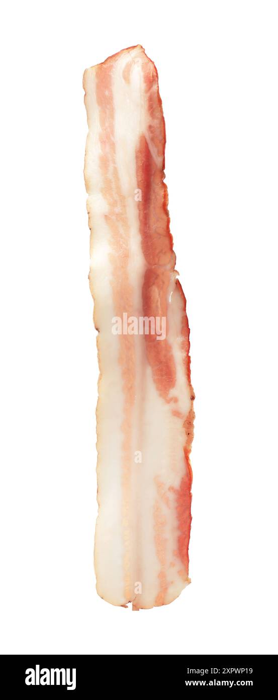 Slice of raw bacon isolated on white Stock Photo - Alamy
