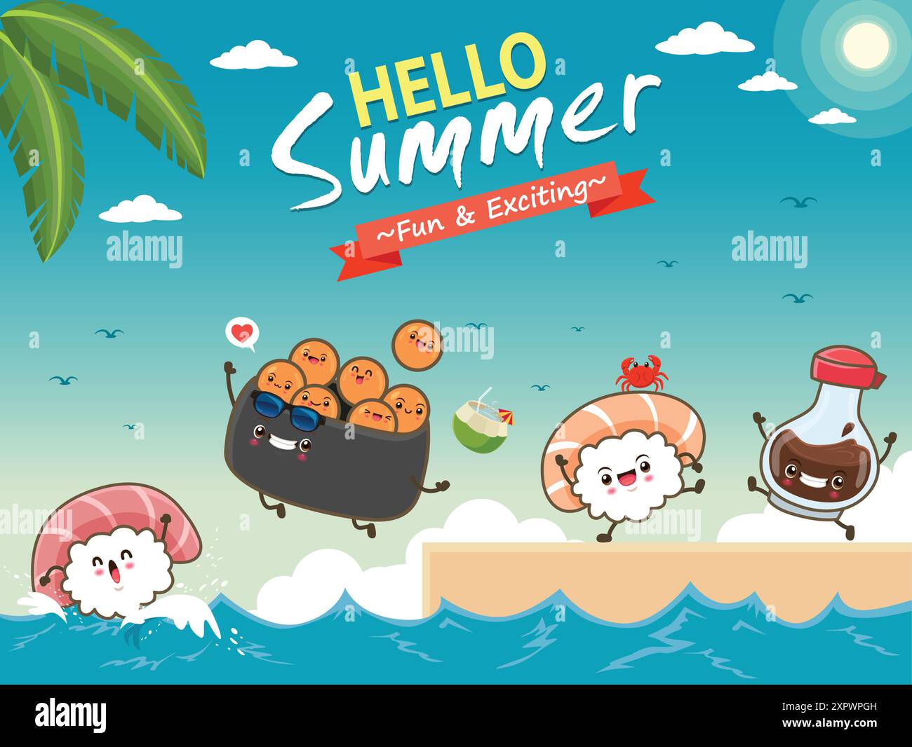 Vintage Sushi character poster design template Stock Vector Image & Art ...