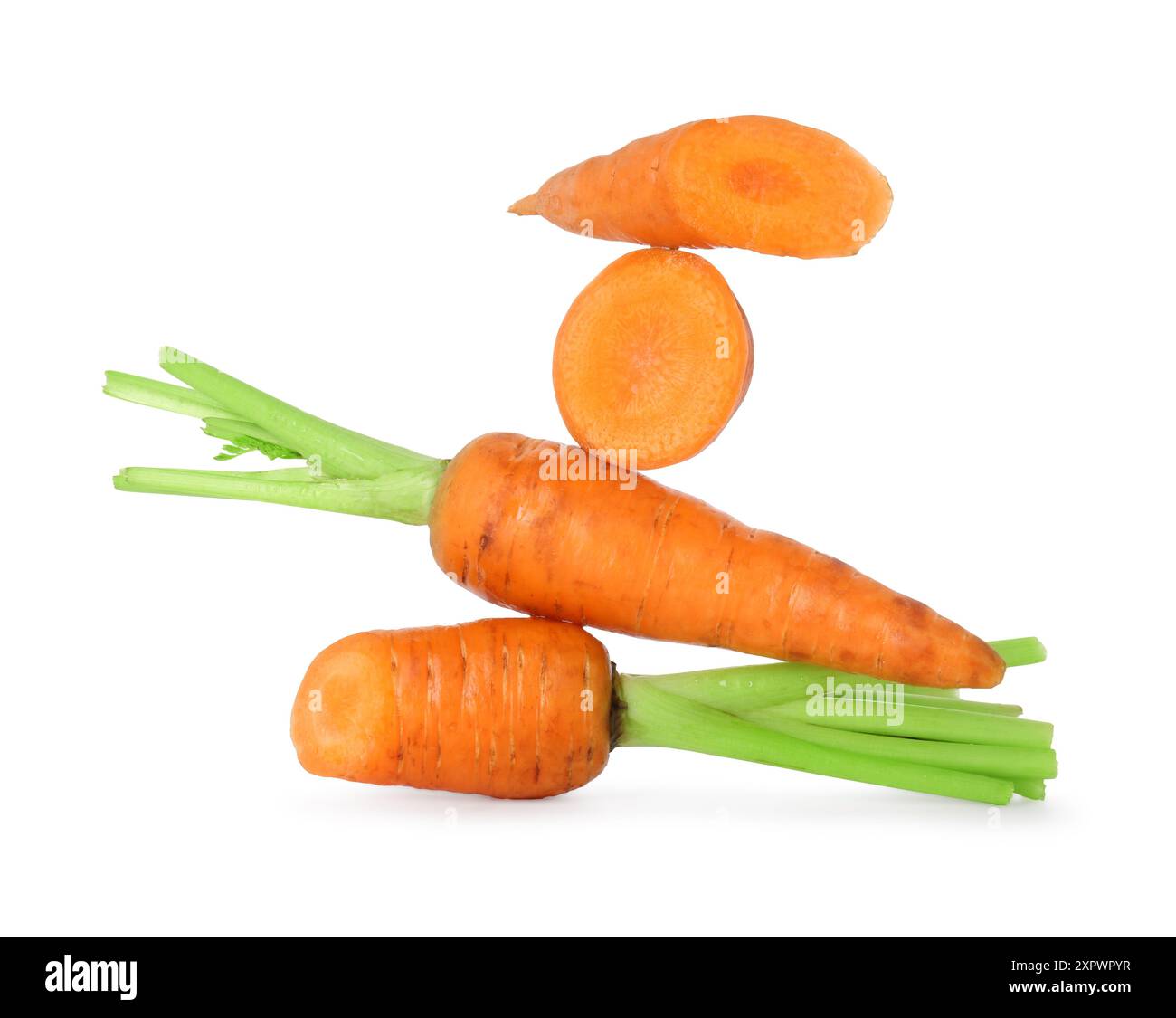 Whole and cut fresh carrots isolated on white Stock Photo - Alamy
