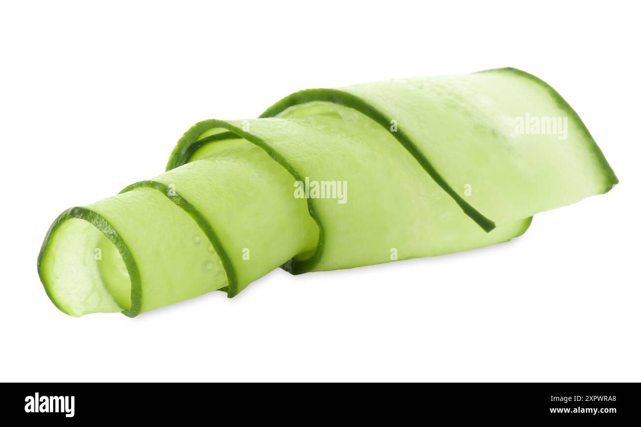One fresh sliced cucumber isolated on white Stock Photo - Alamy