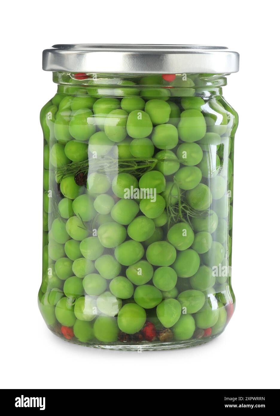 Tasty pickled peas in jar isolated on white Stock Photo - Alamy