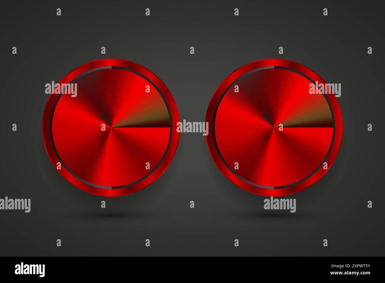 Set of two red Abstract circle buttons, red blank buttons template with ...