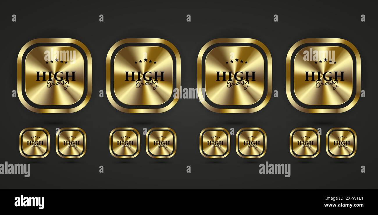 Collection of Gold glued rectangles button with golden back side ...