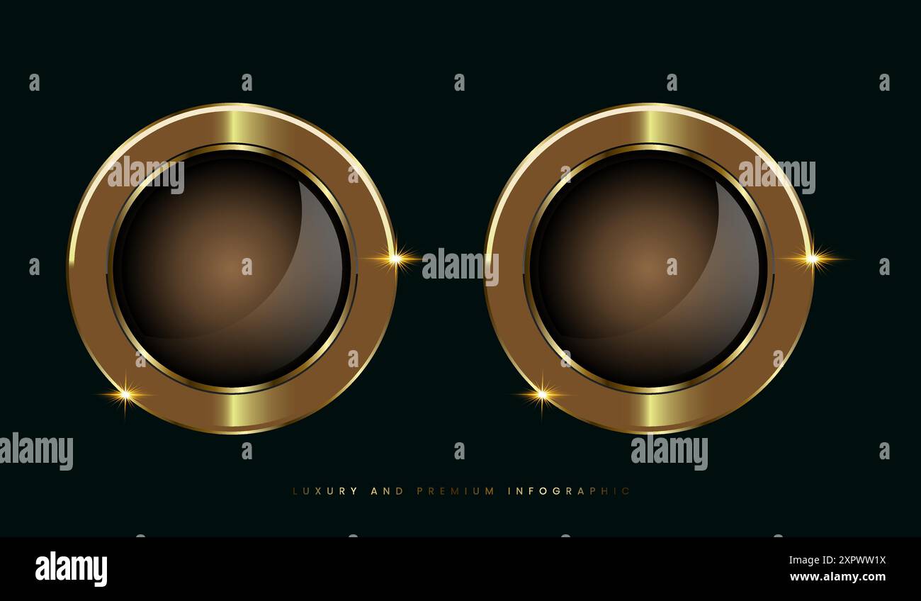 Two Luxury and premium golden badges and label, dark premium buttons ...