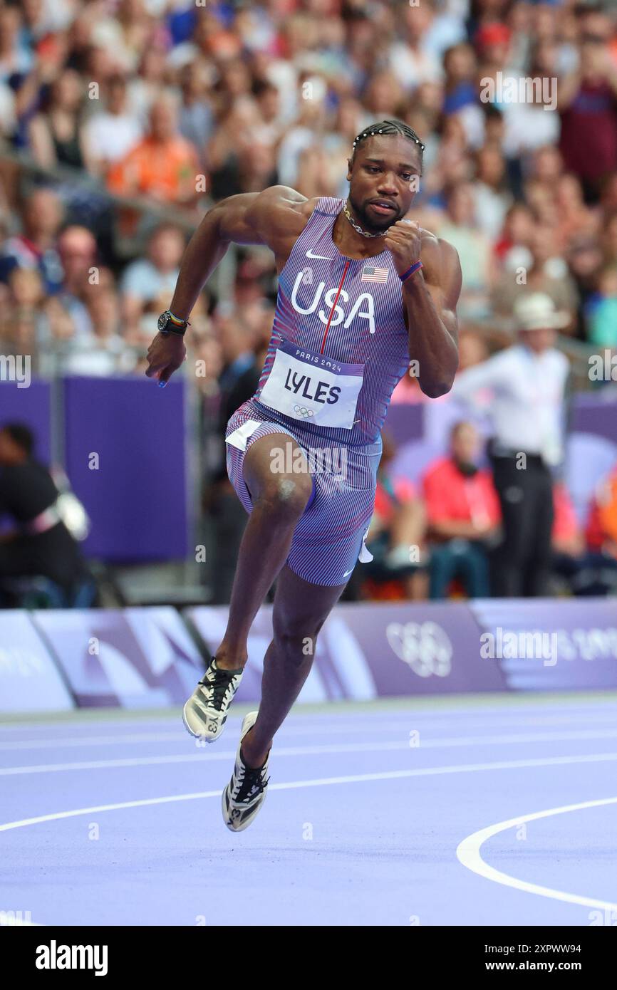 August 7, 2024, Paris, Ile de France, France: Noah Lyles (USA) in the ...
