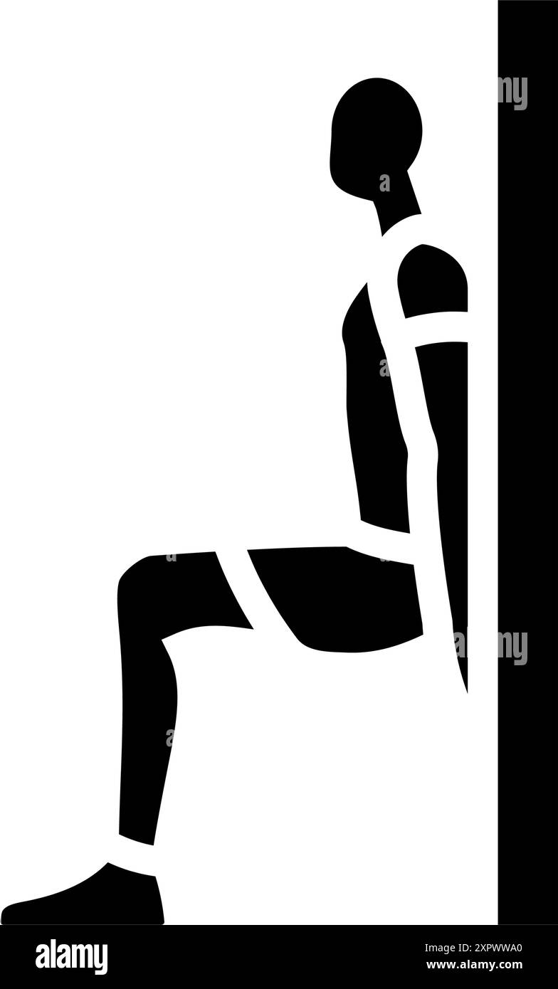 wall sits fitness exercise leg glyph icon vector illustration Stock ...