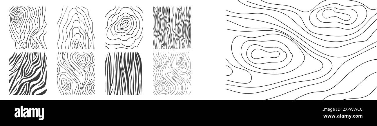 Wood texture material doodle hand drawn line. Tree trunk geometric ...