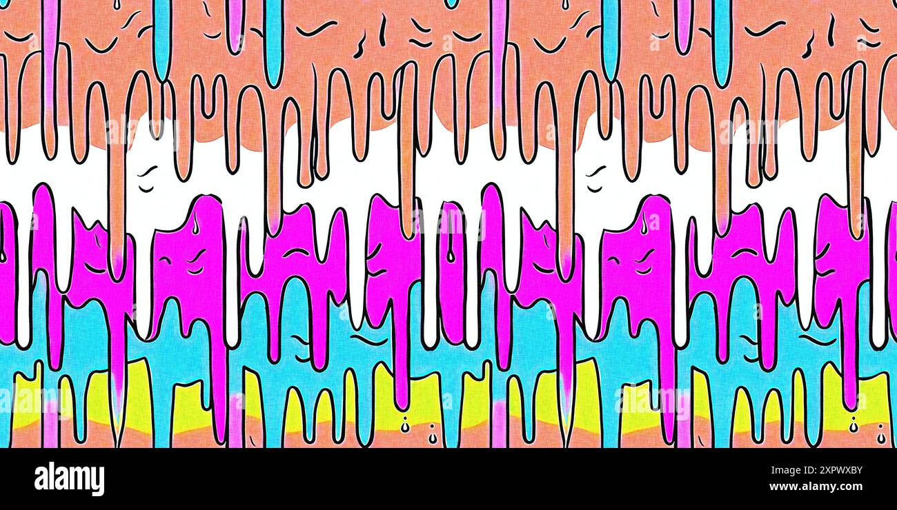 Fun dripping paint effect digital banner pattern with whimsical ink ...