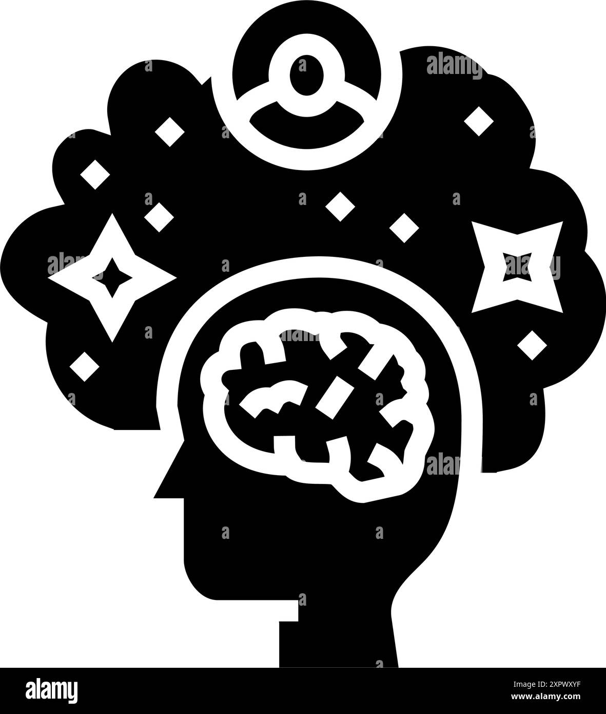consciousness unsolved mystery glyph icon vector illustration Stock ...