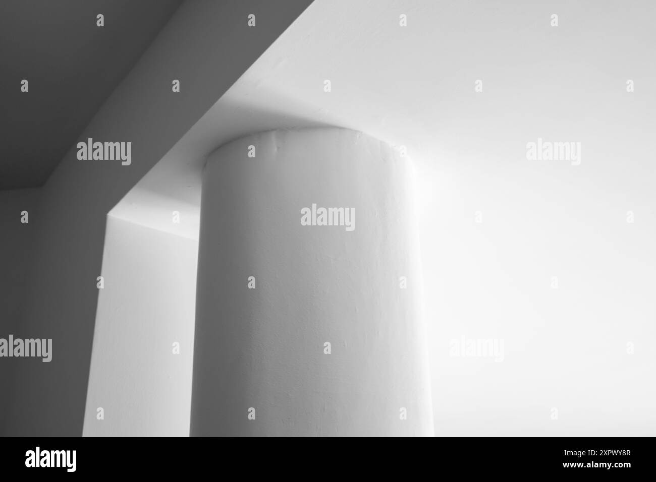 Empty abstract white minimal interior design, niche corner with a round ...