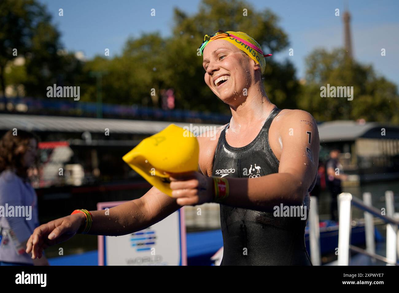 Silver medal winner Australia's Moesha Johnson celebrates at the end of ...