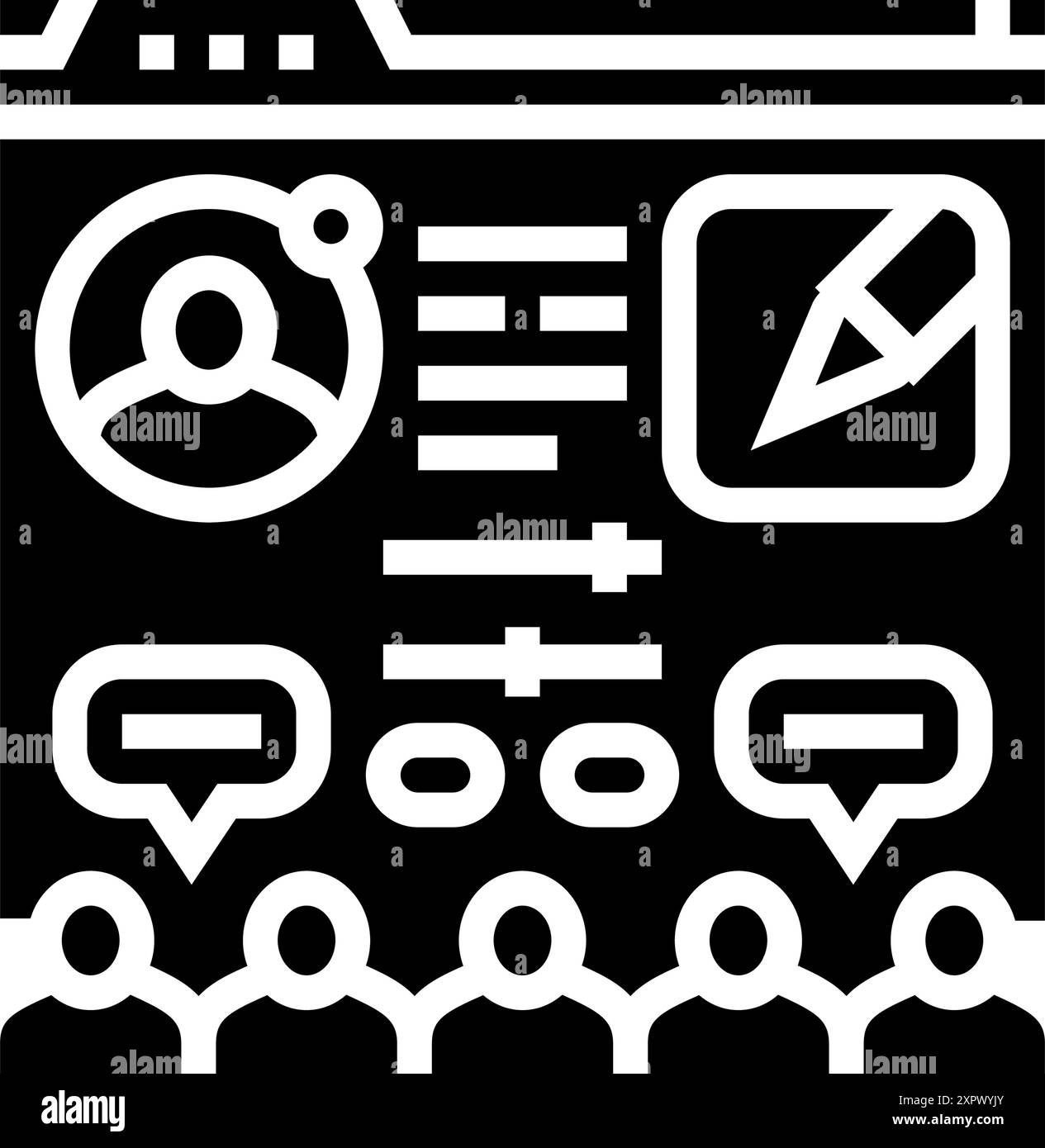 moderator control virtual conference glyph icon vector illustration ...