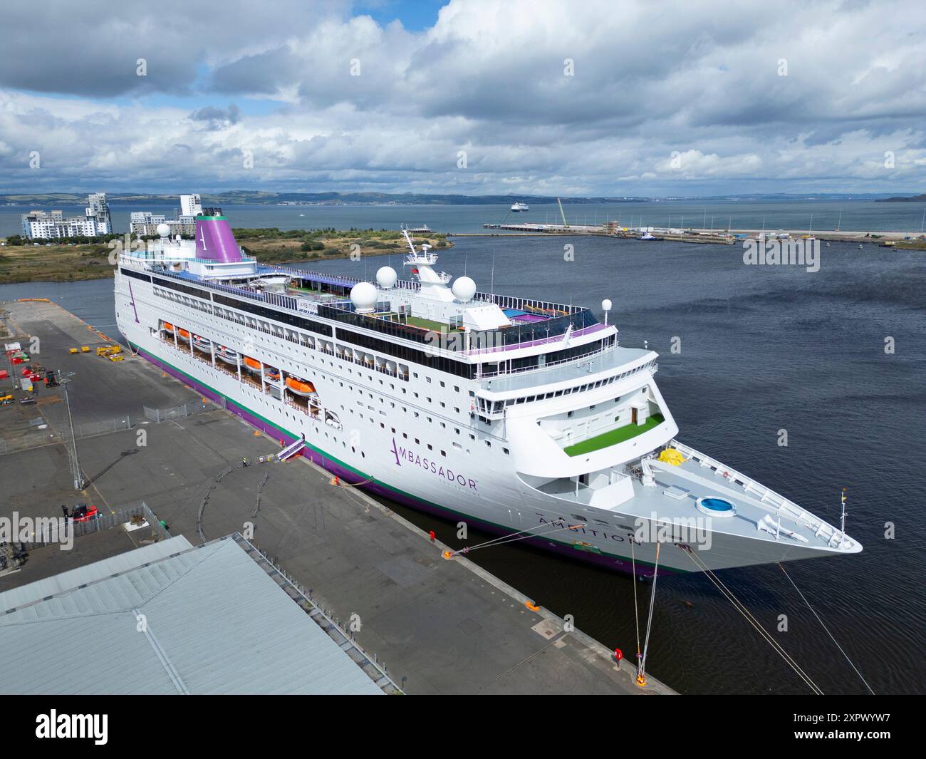 Cruise ship Ambassador Ambition docked at Leith Port today. The cruise ...