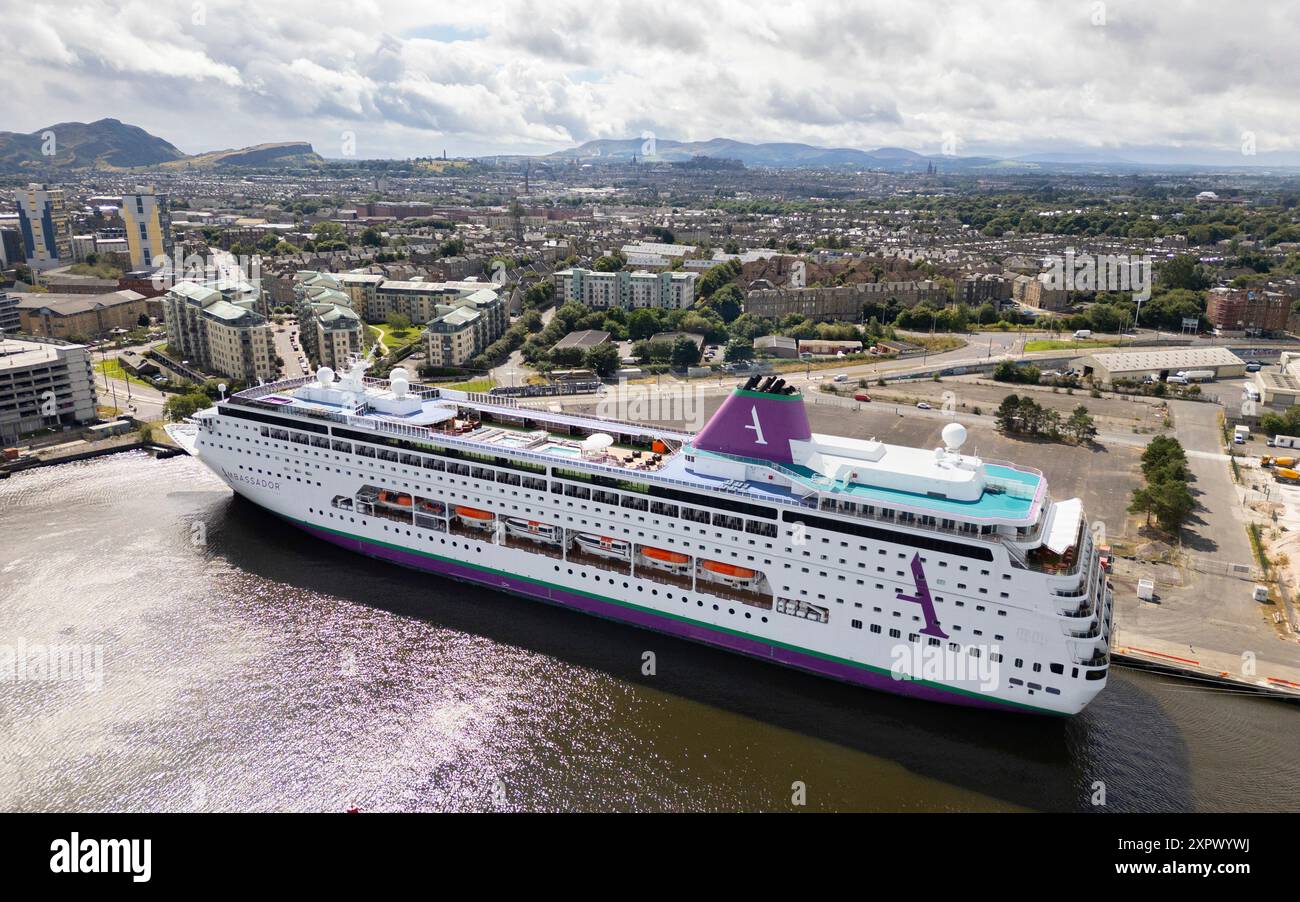 Cruise ship Ambassador Ambition docked at Leith Port today. The cruise ...