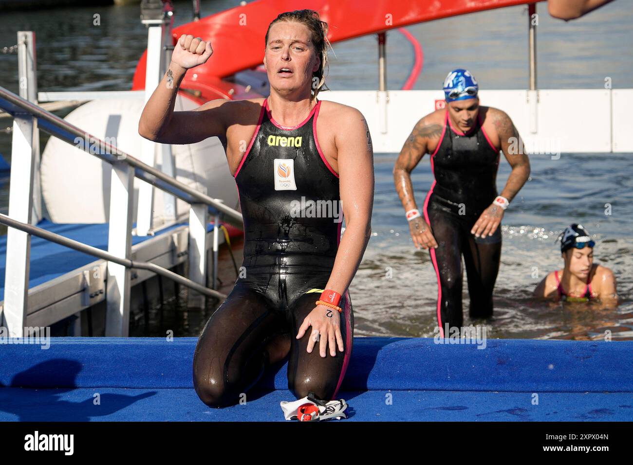 Gold medal winner Sharon Van Rouwendaal, of the Netherlands, celebrates ...