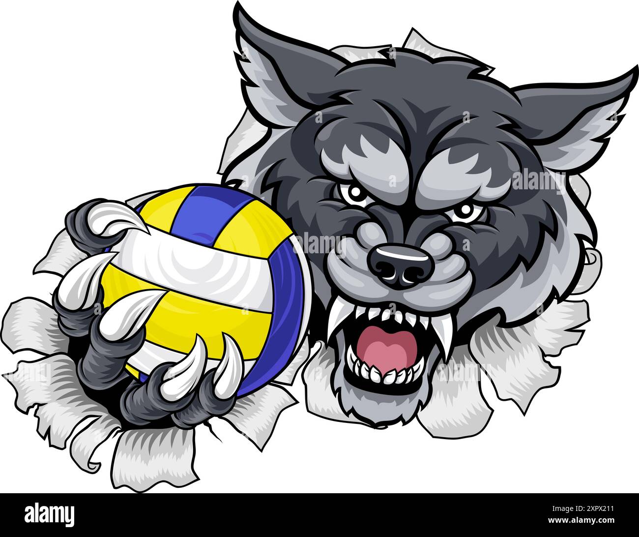 Wolf Werewolf Volleyball Volley Ball Claw Mascot Stock Vector Image ...
