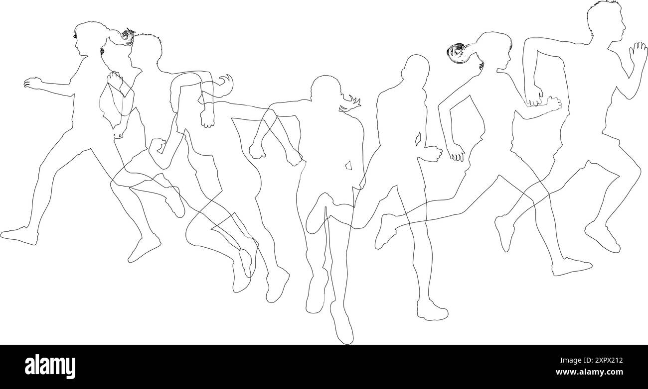 Silhouette Runners Running Sports Silhouettes Set Stock Vector Image ...