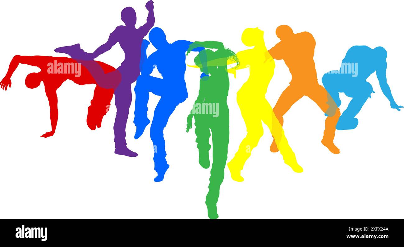 Dancers Silhouette Street Dance Poses Silhouettes Stock Vector Image ...