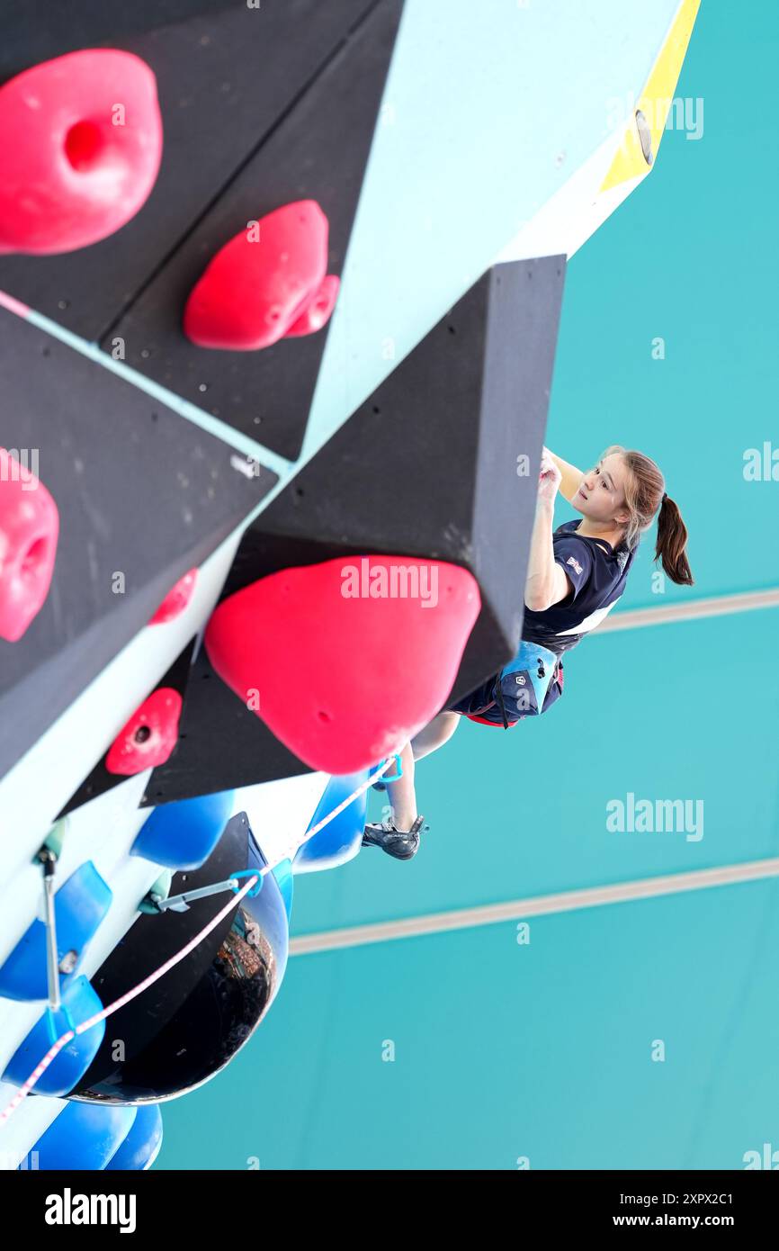 Great Britain's Erin McNeice competes in the Women's Boulder & Lead ...
