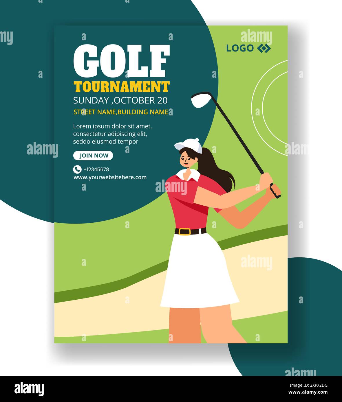 Golf Sport Vertical Poster Flat Cartoon Hand Drawn Templates Background ...