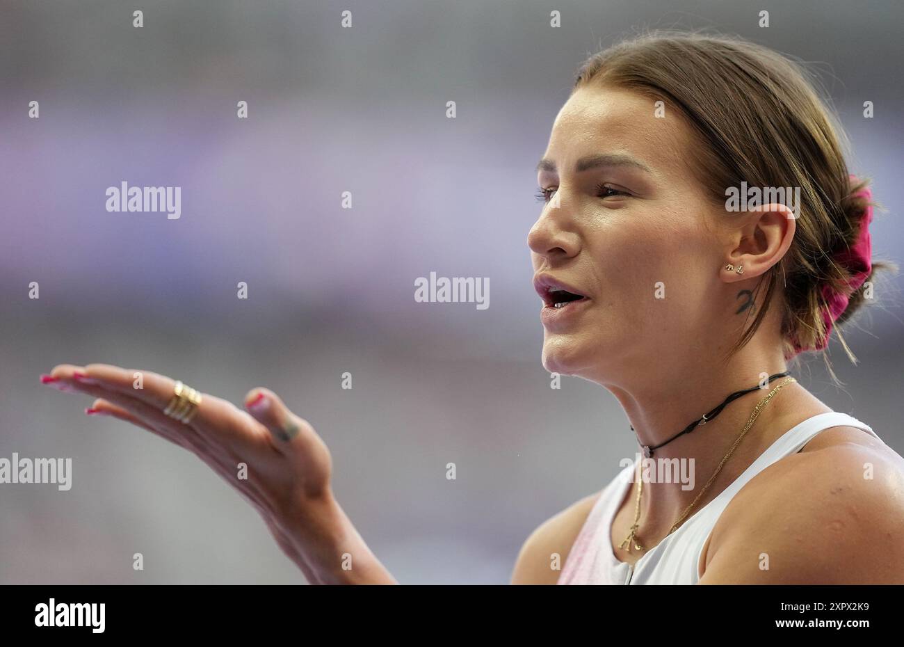 Paris, France. 8th Aug, 2024. Adrianna Sulek-Schubert of Poland reacts ...