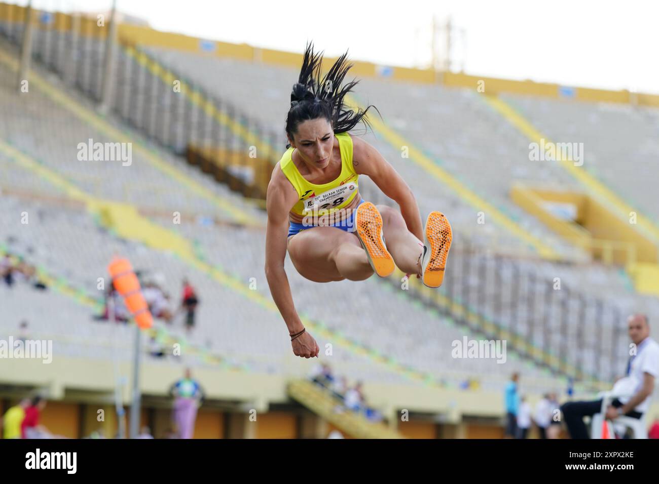 IZMIR, TURKIYE - MAY 25, 2024: Undefined athlete triple jumping during ...