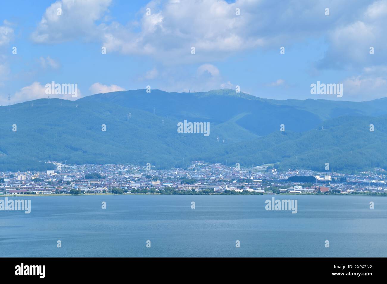 Beautiful Scenery of Lake Suwa in Nagano Prefecture, Japan Stock Photo ...