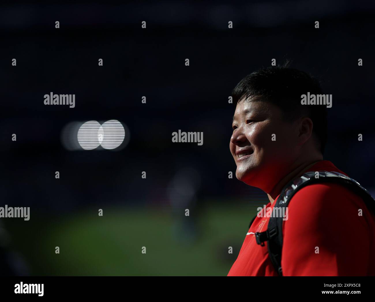 Paris, France. 8th Aug, 2024. Gong Lijiao of China reacts before the ...