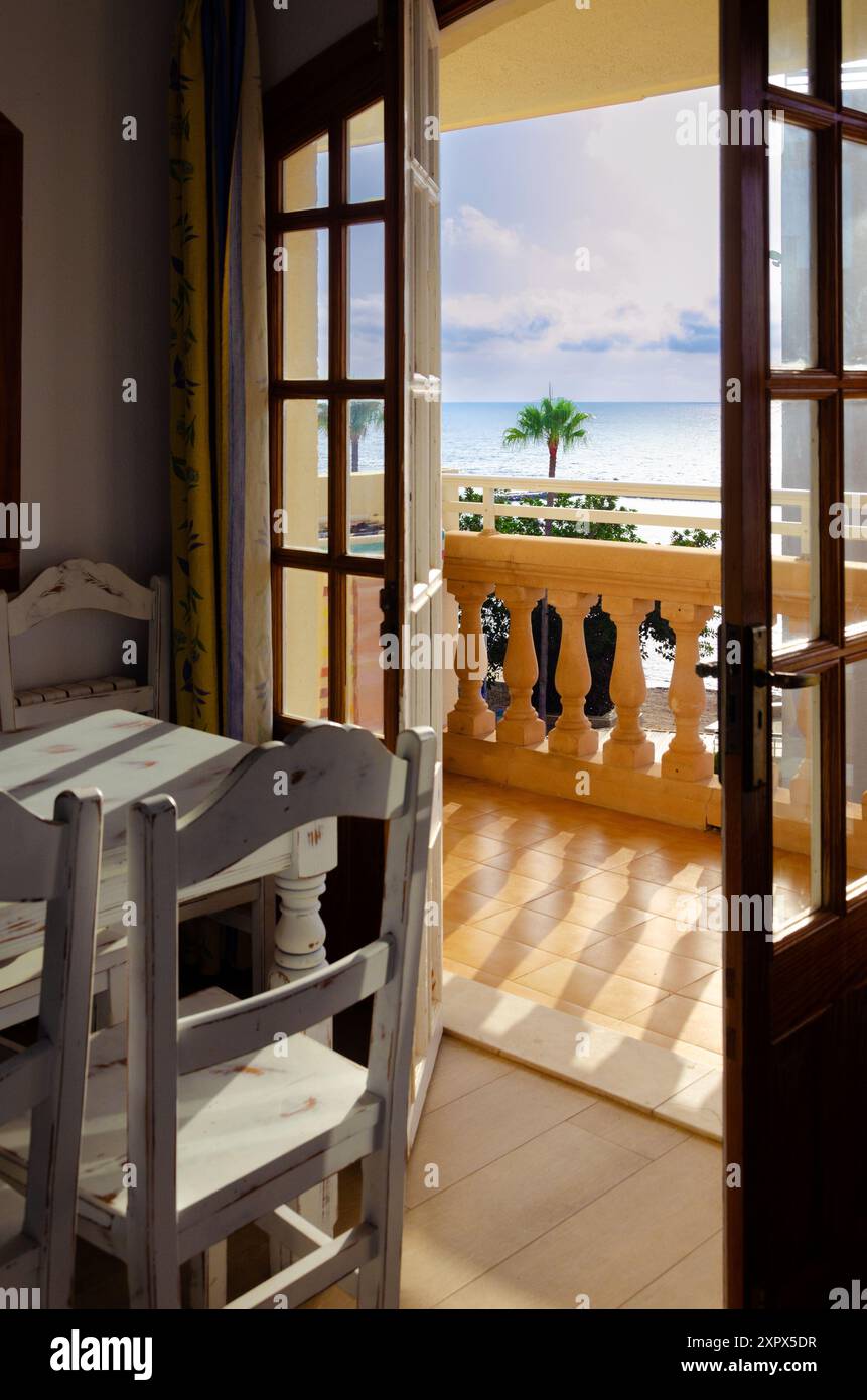 Hotel room with a sea view in Mallorca Stock Photo - Alamy