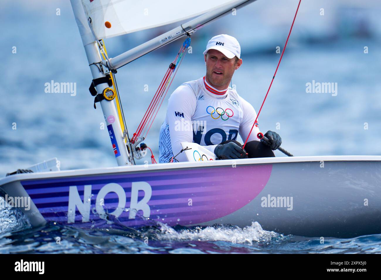 Marseille, France. 07th Aug, 2024. Hermann TOMASGAARD (Norway), Sailing, Men's Dinghy during the ...