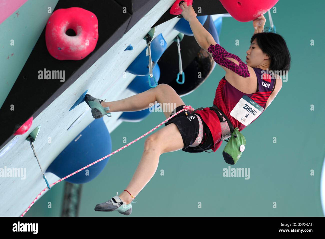 Zhang Yuetong of China competes in the women's boulder and lead ...