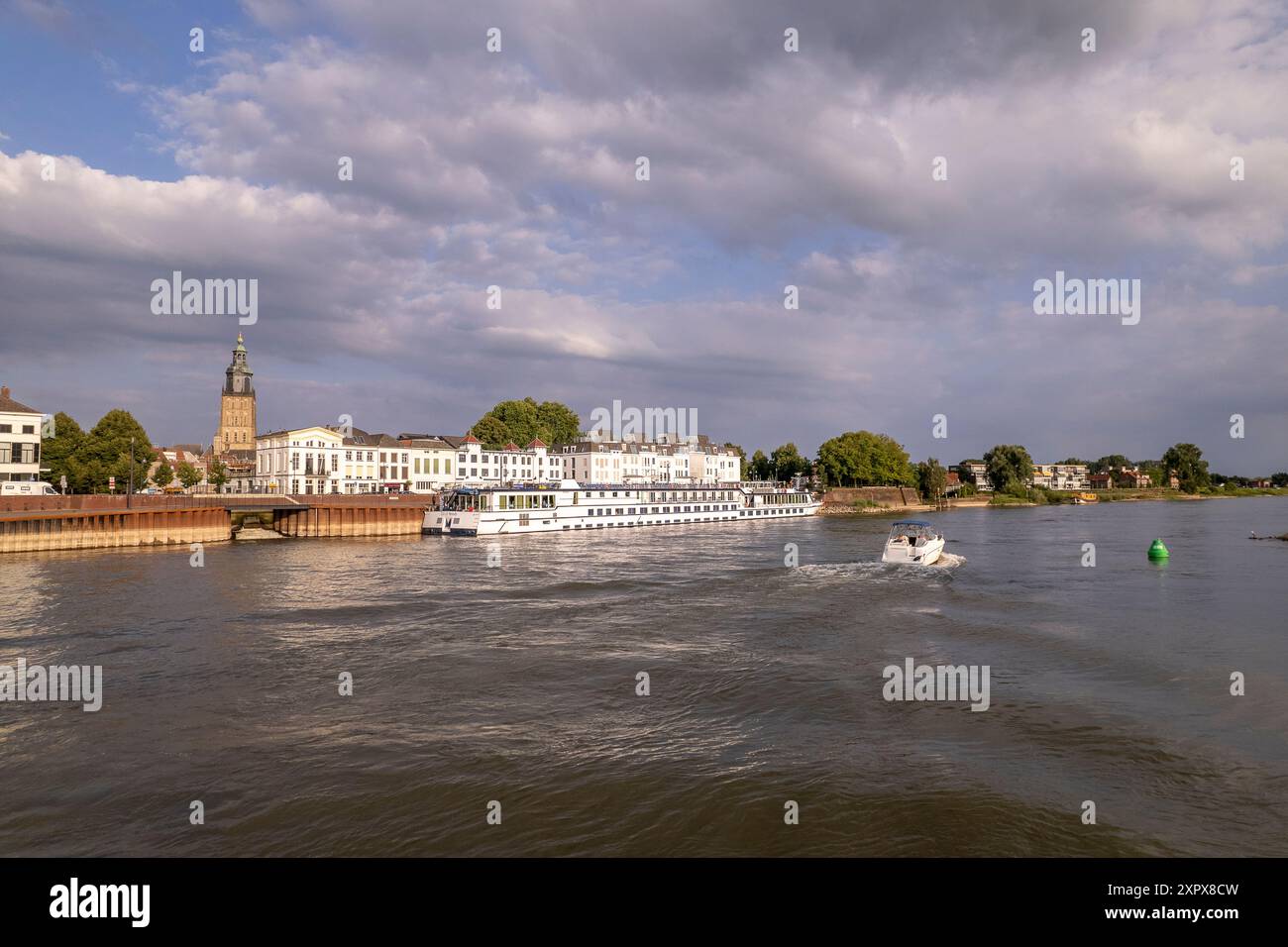 Aerial large tourist river cruise passenger boat Dutch Melody at the ...