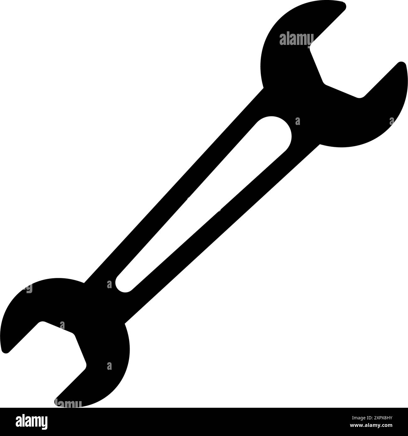 Black silhouette of a double-ended wrench, simple and clear design ...