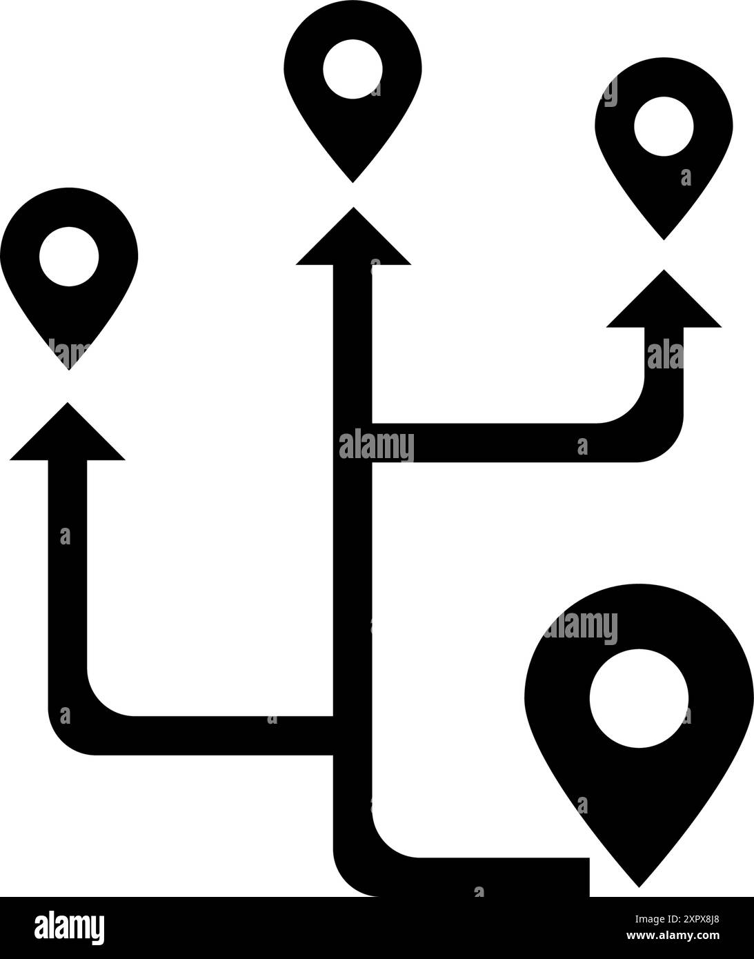 Abstract route and location pin icon in a modern design style. Ideal ...