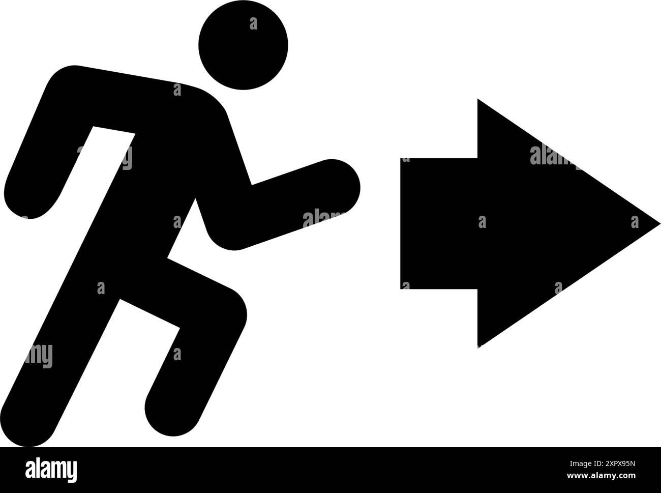 Black vector icon illustrating emergency exit with running figure and ...