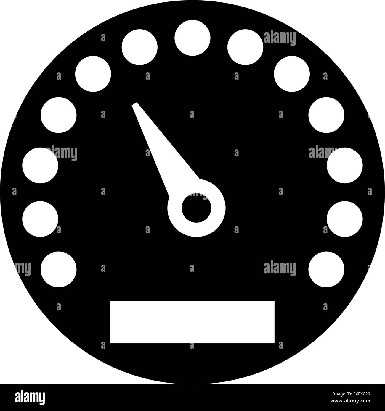 Black and white vector icon of a speedometer, indicating measurement ...