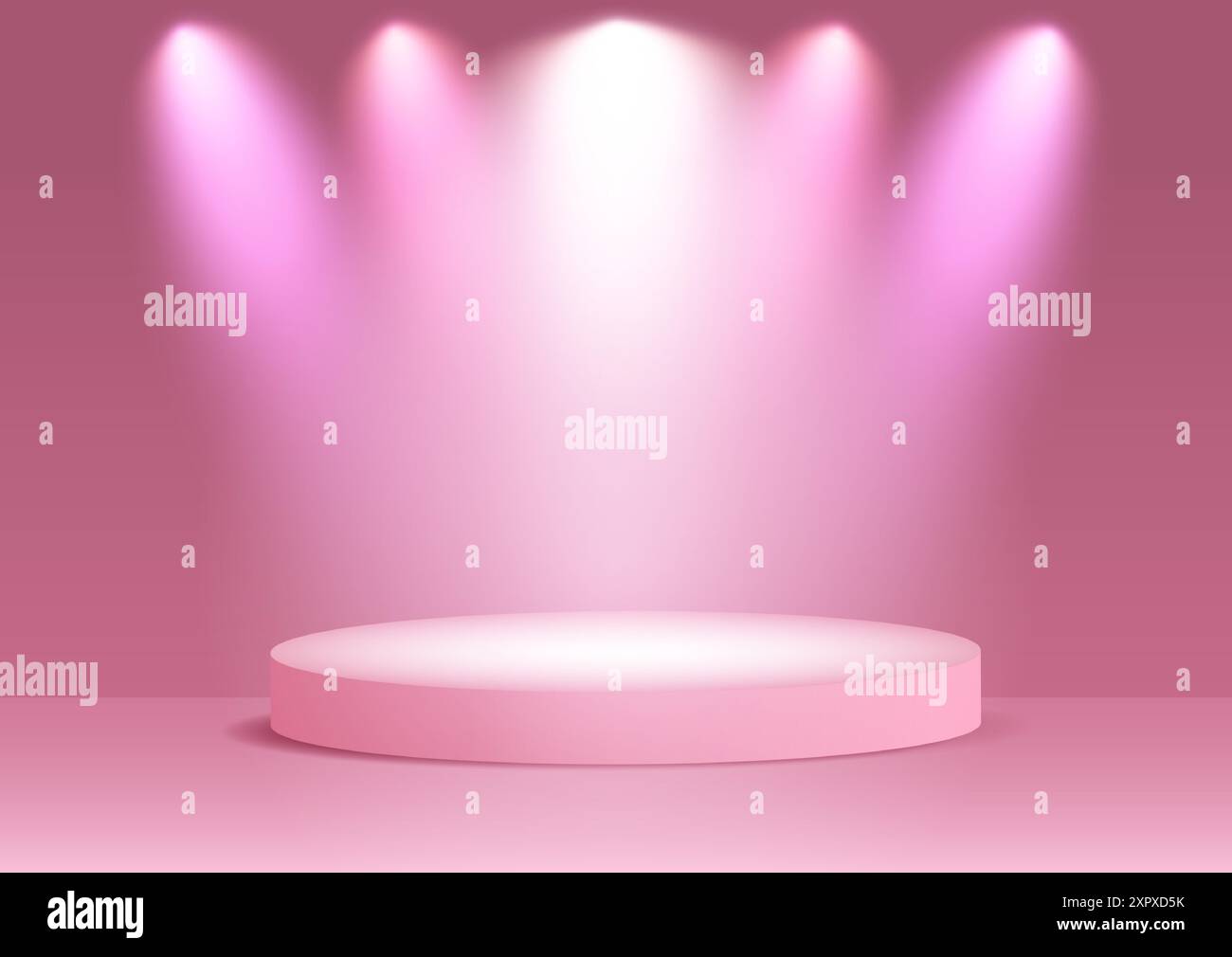 Pastel pink display background with spotlights shining onto an empty ...