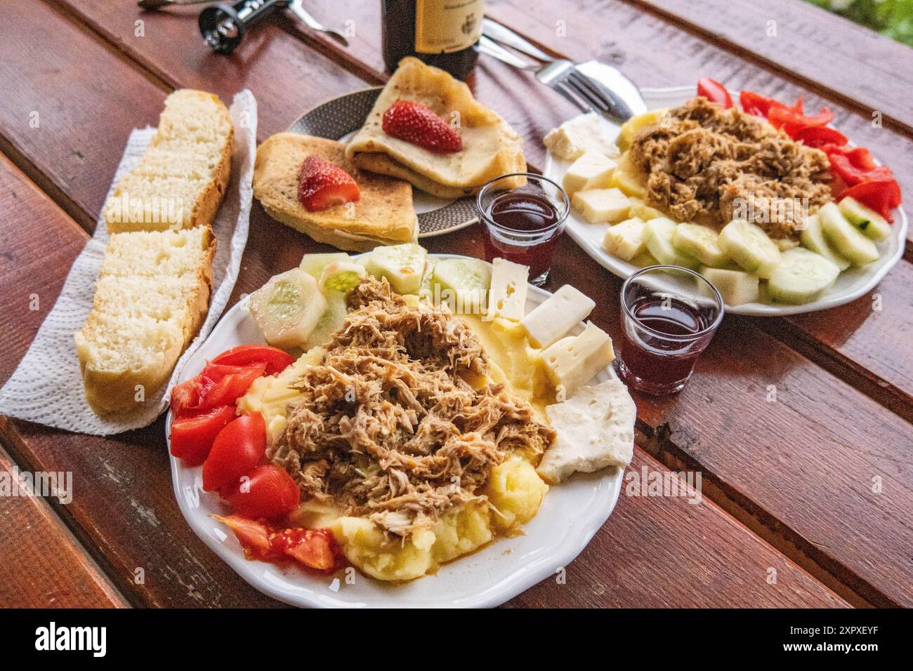 Traditional Montenegrin meal, Zabljak, Montenegro Stock Photo - Alamy