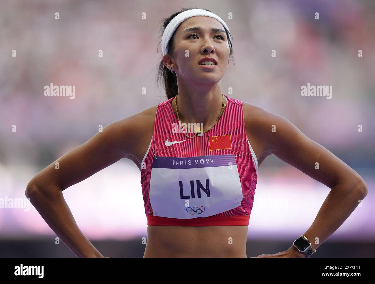 Paris, France. 8th Aug, 2024. Lin Yuwei of China reacts after the women ...